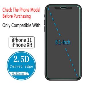 HPTech 2-Pack Tempered Glass for Apple iPhone 11, iPhone XR [6.1-inch] Screen Protector, Easy to Install, Bubble Free, 9H Hardness