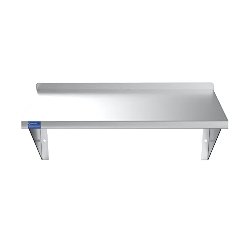 AmGood 12" Width x 30" Length | Stainless Steel Wall Shelf | Square Edge | Metal Shelving | Heavy Duty | Commercial Grade | Wall Mount | NSF Certified