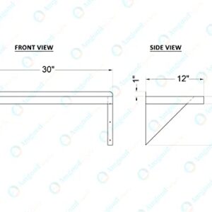 AmGood 12" Width x 30" Length | Stainless Steel Wall Shelf | Square Edge | Metal Shelving | Heavy Duty | Commercial Grade | Wall Mount | NSF Certified