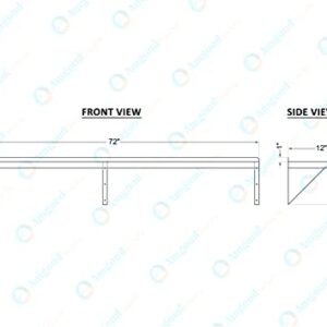 AmGood 12" Width x 72" Length | Stainless Steel Wall Shelf | Square Edge | Metal Shelving | Heavy Duty | Commercial Grade | Wall Mount | NSF Certified