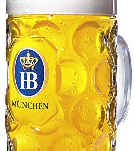 1 Liter HB "Hofbrauhaus Munchen" Dimpled Glass Beer Stein - 2pk