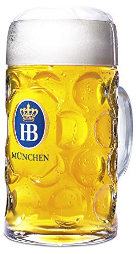 1 Liter HB "Hofbrauhaus Munchen" Dimpled Glass Beer Stein - 2pk