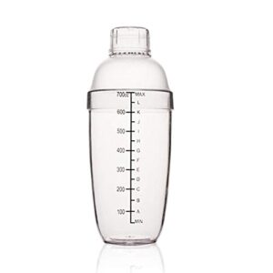 feoowv plastic cocktail shaker, hand drink mixer boba tea shaker cup with scales,bar tool transparent (24 oz / 700cc)