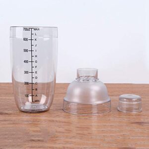 FEOOWV Plastic Cocktail Shaker, Hand Drink Mixer Boba Tea Shaker Cup with Scales,Bar Tool Transparent (24 oz / 700cc)