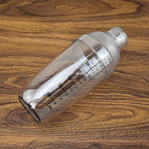 FEOOWV Plastic Cocktail Shaker, Hand Drink Mixer Boba Tea Shaker Cup with Scales,Bar Tool Transparent (24 oz / 700cc)