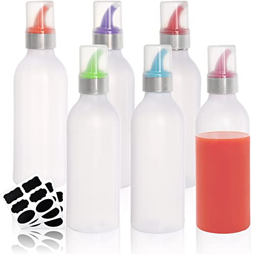 Lawei 6 Pack 15 oz Plastic Squeeze Condiment Bottle - Plastic Squirt Bottles with Lids and Colored Tips - Perfect for Condiments, Sauce, BBQ, Dressings, Syrup, Arts and Crafts