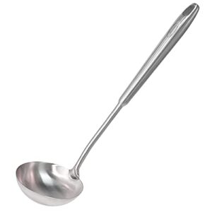 newness soup ladle, [rustproof, heat resistance, integral forming] durable 304 stainless steel soup spoon with vacuum ergonomic round handle, cooking spoon for kitchen, 13.7 inches