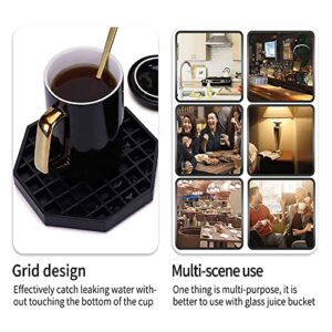 Happy Reunion Drip Trays 6" Coffee Countertop Octagon Drip Tray Black Plastic Coffee Drip Tray With Honeycomb Grid, Pack of 2 (2 Pcs 6")