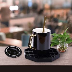 Happy Reunion Drip Trays 6" Coffee Countertop Octagon Drip Tray Black Plastic Coffee Drip Tray With Honeycomb Grid, Pack of 2 (2 Pcs 6")