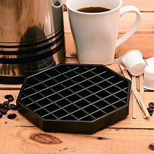 Happy Reunion Drip Trays 6" Coffee Countertop Octagon Drip Tray Black Plastic Coffee Drip Tray With Honeycomb Grid, Pack of 2 (2 Pcs 6")