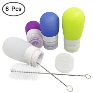 4 pcs Squeeze Salad Dressing Bottles, FineGood 1.3oz and 2 oz. Portable Sauce Containers, Leak Proof Food Storage Condiment Bottles, Comes with 2 pcs Cleaning Brushes - 4 Colors