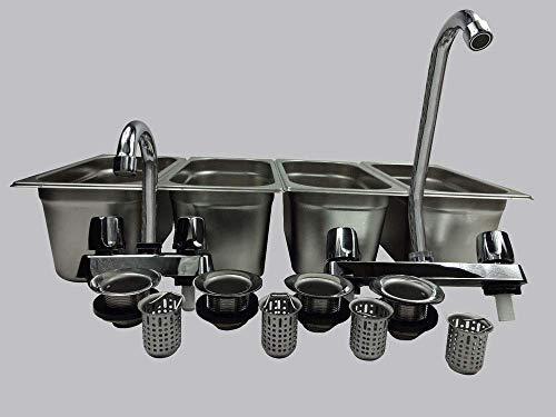 4 Compartment Concession Sink Portable 4 Traps HandWashing Food Truck Trailer