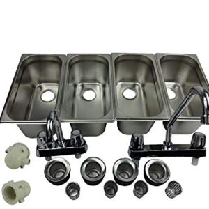 4 Compartment Concession Sink Portable 4 Traps HandWashing Food Truck Trailer