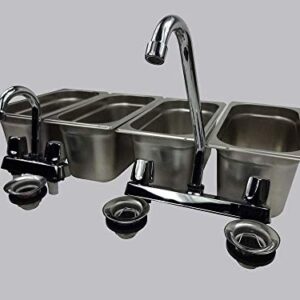 4 Compartment Concession Sink Portable 4 Traps HandWashing Food Truck Trailer