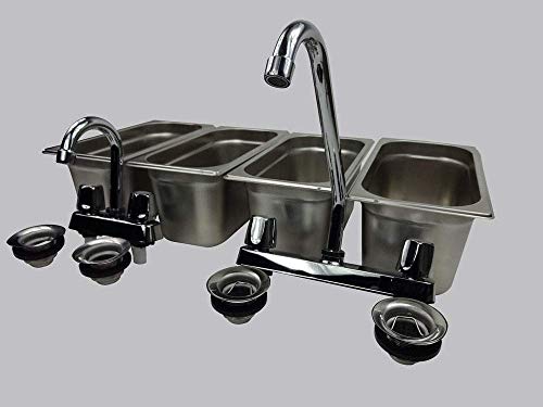 4 Compartment Concession Sink Portable 4 Traps HandWashing Food Truck Trailer