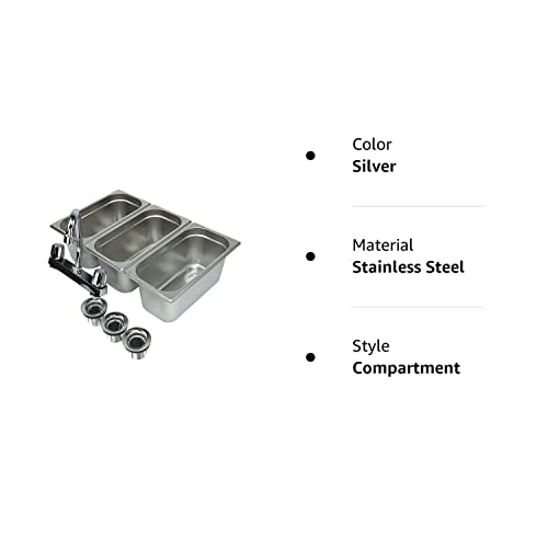 Concession Sink 3 Compartment Portable Stand Food Truck Trailer 3 Small w/Faucet