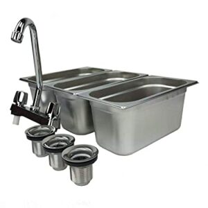 Concession Sink 3 Compartment Portable Stand Food Truck Trailer 3 Small w/Faucet