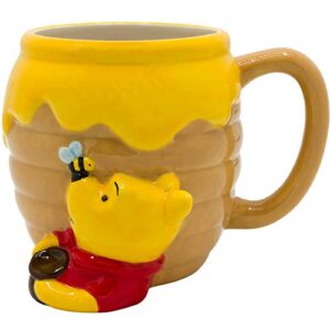 silver buffalo winnie the pooh honey "hunny" pot ceramic 3d sculpted coffee mug, 23 ounces