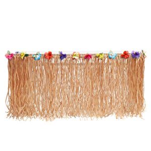 9ft luau grass table skirt hawaiian table skirt for luau party decorations supplies hula tiki bar decorations luau table cloths for tropical hawaiian party decorations moana birthday party decorations