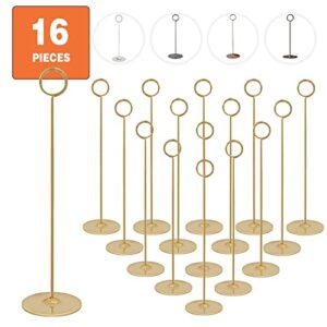 Urban Deco 16 Pieces Table Card Holder 12 inches Gold Place Steel Card holders for Photos, Food Signs, Memo Notes, Weddings, Restaurants, Birthdays.