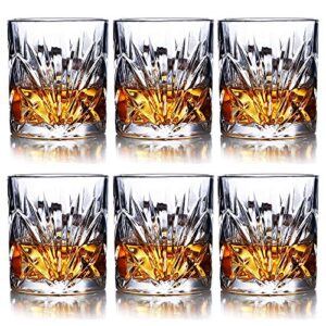 whiskey glasses set of 6-10oz premium crystal whiskey glass, rock style old fashioned glass for drinking scotch, bourbon, cognac, irish whisky and old fashioned cocktails