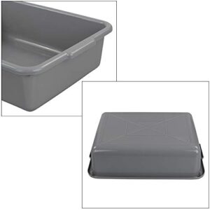 Ramddy Grey Commercial Bus Tubs, 13 L Plastic Dish Pans, 4 Packs