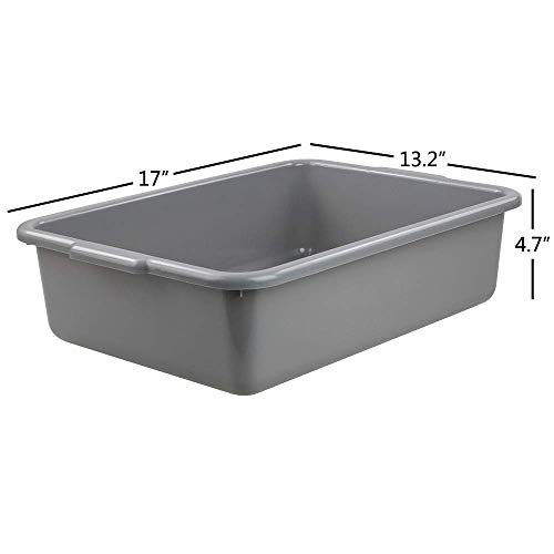 Ramddy Grey Commercial Bus Tubs, 13 L Plastic Dish Pans, 4 Packs