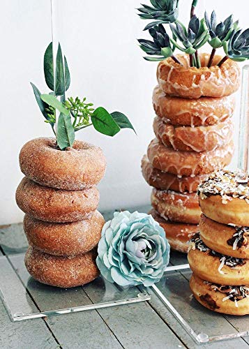 CY craft Acrylic Donut Stand 6 Pieces,Removable Clear Donuts Display Stand Bagels Holder for Party Wedding Birthday Treat Display Corner Decor,Non-slip Doughnut Bar 16 inch and 10 inch