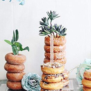 CY craft Acrylic Donut Stand 6 Pieces,Removable Clear Donuts Display Stand Bagels Holder for Party Wedding Birthday Treat Display Corner Decor,Non-slip Doughnut Bar 16 inch and 10 inch