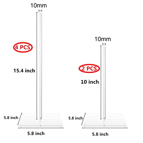 CY craft Acrylic Donut Stand 6 Pieces,Removable Clear Donuts Display Stand Bagels Holder for Party Wedding Birthday Treat Display Corner Decor,Non-slip Doughnut Bar 16 inch and 10 inch