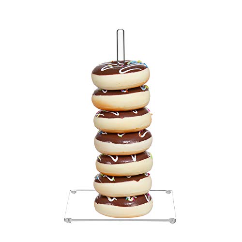 CY craft Acrylic Donut Stand 6 Pieces,Removable Clear Donuts Display Stand Bagels Holder for Party Wedding Birthday Treat Display Corner Decor,Non-slip Doughnut Bar 16 inch and 10 inch