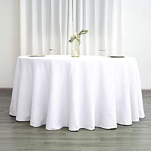 BalsaCircle 10 pcs 120 inch White Round Tablecloths Fabric Table Cover Linens for Wedding Party Polyester Reception Banquet Events Kitchen Dining