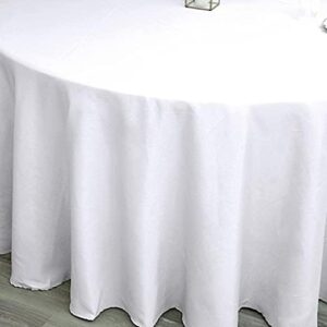 BalsaCircle 10 pcs 120 inch White Round Tablecloths Fabric Table Cover Linens for Wedding Party Polyester Reception Banquet Events Kitchen Dining