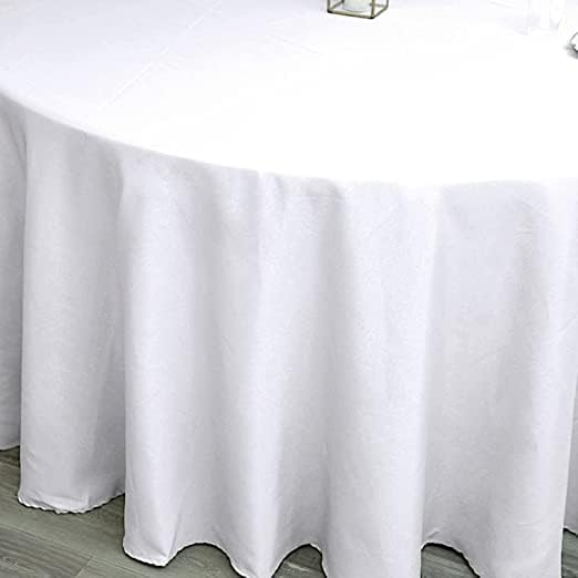 BalsaCircle 10 pcs 120 inch White Round Tablecloths Fabric Table Cover Linens for Wedding Party Polyester Reception Banquet Events Kitchen Dining