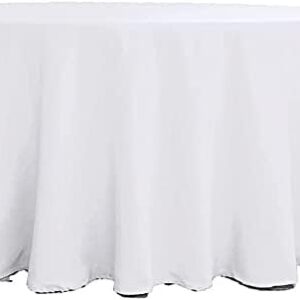 BalsaCircle 10 pcs 120 inch White Round Tablecloths Fabric Table Cover Linens for Wedding Party Polyester Reception Banquet Events Kitchen Dining