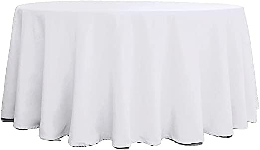 BalsaCircle 10 pcs 120 inch White Round Tablecloths Fabric Table Cover Linens for Wedding Party Polyester Reception Banquet Events Kitchen Dining