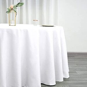 BalsaCircle 10 pcs 120 inch White Round Tablecloths Fabric Table Cover Linens for Wedding Party Polyester Reception Banquet Events Kitchen Dining