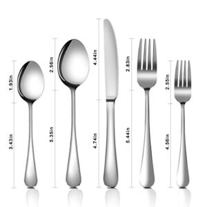 Silverware Set，MASSUGAR 20-Piece Silverware Flatware Cutlery Set, Stainless Steel Utensils Service for 4, Include Knife/Fork/Spoon, Mirror Polished (Silver)