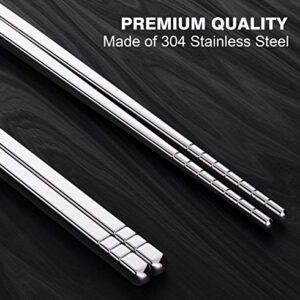 Omia Metal Chopsticks Premium Reusable 5 Pairs Stainless Steel Chopsticks Dishwasher Safe Lightweight Non-Slip Chop Sticks