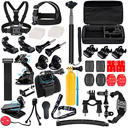 Suptig Accessories Kit Compatible for Gopro Hero 11 Hero 10 Hero 9 Hero 8 Hero 7/6/5/4/3/3+/2/1/Session Gopro Max Gopro Fusion DJI Osmo, Insta360 and AKASO Action Camera Accessories