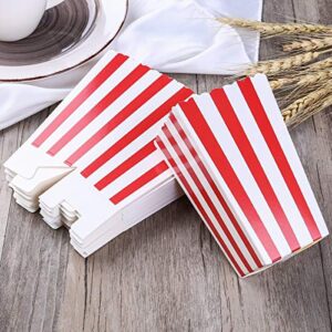 SaPeal Popcorn Boxes Containers Paper Popcorn Bags White Red Striped Pack of 24