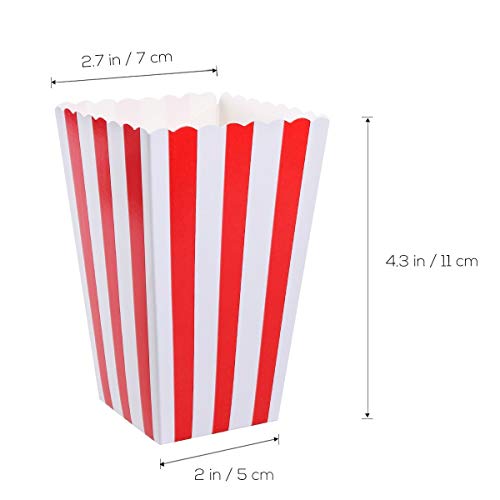 SaPeal Popcorn Boxes Containers Paper Popcorn Bags White Red Striped Pack of 24