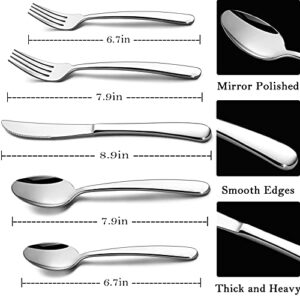 40-Piece Heavy Duty Silverware Set, HaWare Stainless Steel Solid Flatware Cutlery for 8, Modern & Elegant Design for Home/Hotel/Wedding, Mirror Polished and Dishwasher Safe