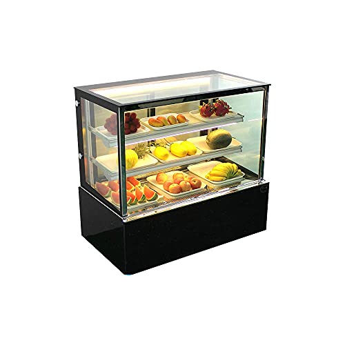 INTBUYING 36'' Countertop Refrigerated Cake Showcase Bakery Display Case Glass Display Case 220V (right angle back door)