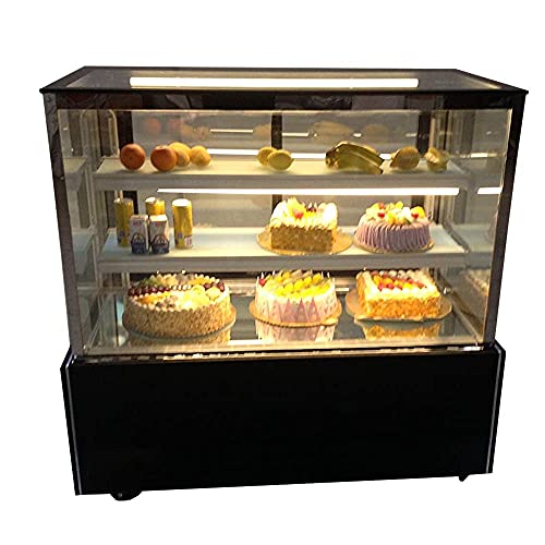 INTBUYING 36'' Countertop Refrigerated Cake Showcase Bakery Display Case Glass Display Case 220V (right angle back door)