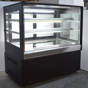 INTBUYING 36'' Countertop Refrigerated Cake Showcase Bakery Display Case Glass Display Case 220V (right angle back door)