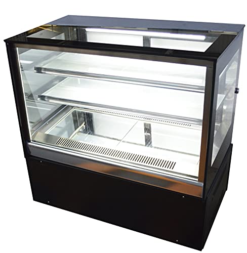 INTBUYING 36'' Countertop Refrigerated Cake Showcase Bakery Display Case Glass Display Case 220V (right angle back door)