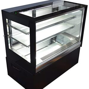 INTBUYING 36'' Countertop Refrigerated Cake Showcase Bakery Display Case Glass Display Case 220V (right angle back door)