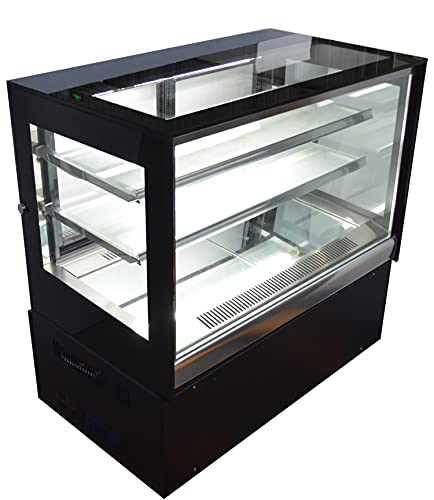 INTBUYING 36'' Countertop Refrigerated Cake Showcase Bakery Display Case Glass Display Case 220V (right angle back door)