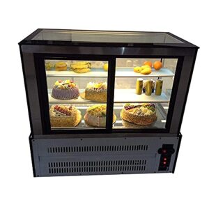 INTBUYING 36'' Countertop Refrigerated Cake Showcase Bakery Display Case Glass Display Case 220V (right angle back door)